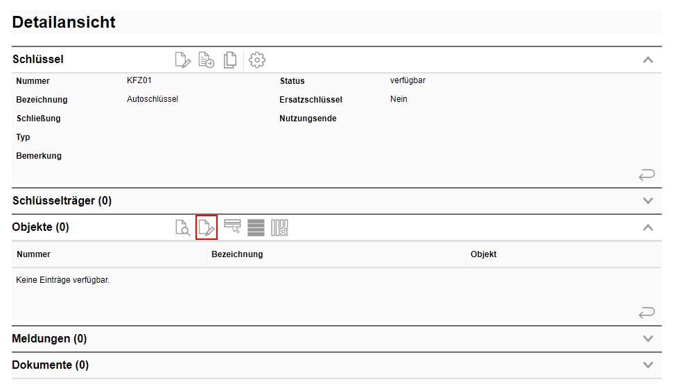 Schlüssel ohne Schließanlage